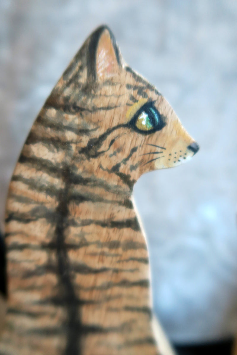 Hand Painted Tabby Cat $ Moon Decor – Furever Clay